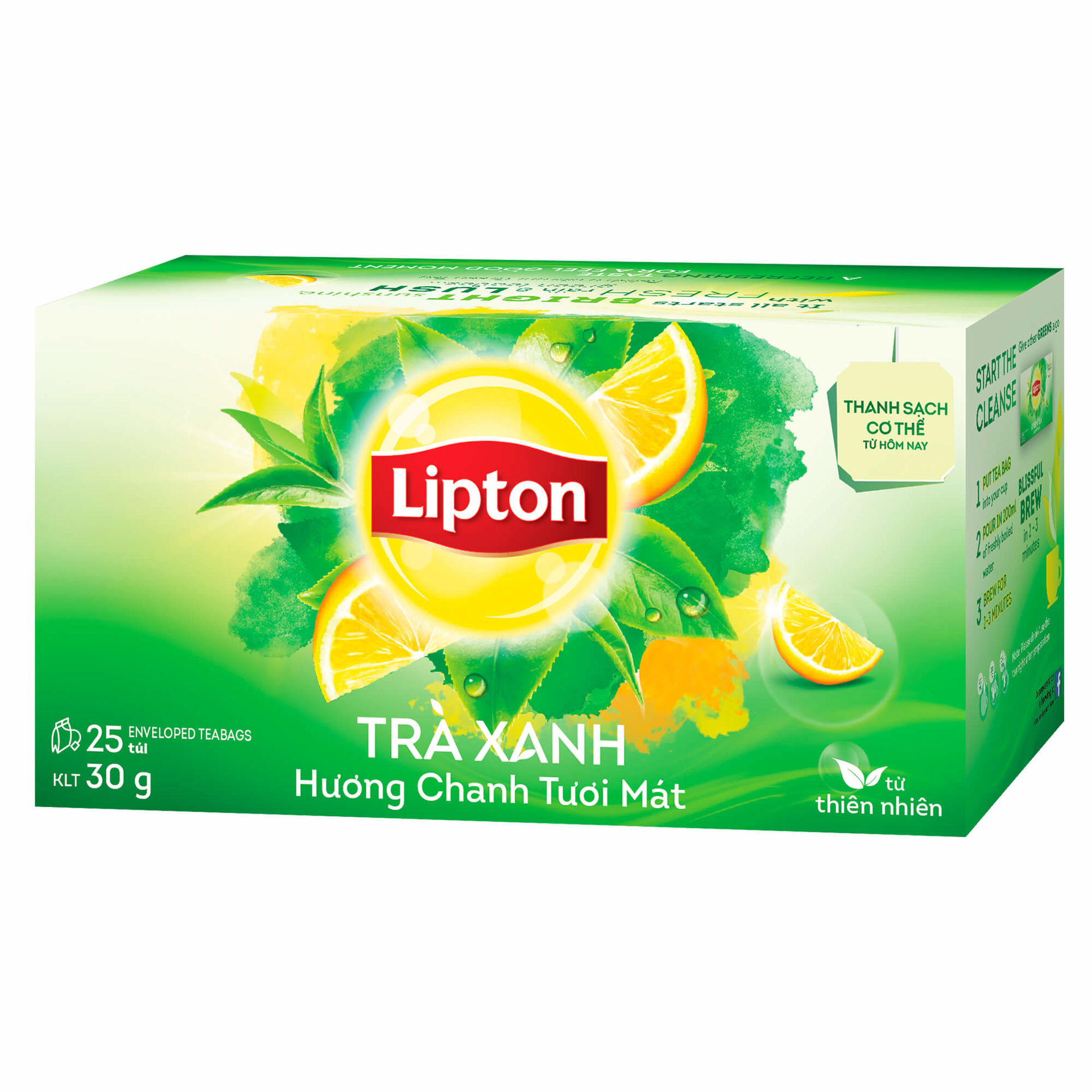 UShop. Trà Xanh Lipton Hương Chanh Tươi Mát 1.5g x 25 túi